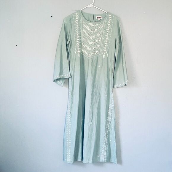 fabindia | Dresses | Fabindia Long Kurta Slim Fit Light Green Cotton ...
